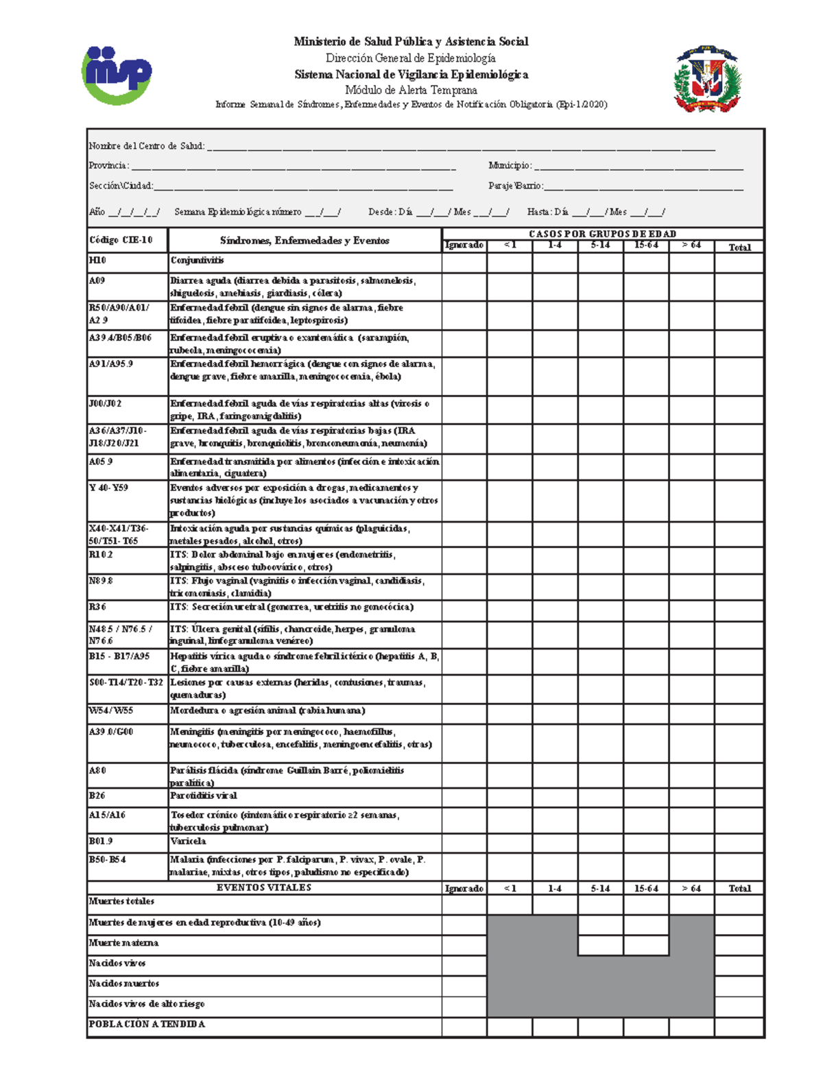 Informe Semanal Epi-1/2020: Síndromes y Enfermedades Notificables - Studocu