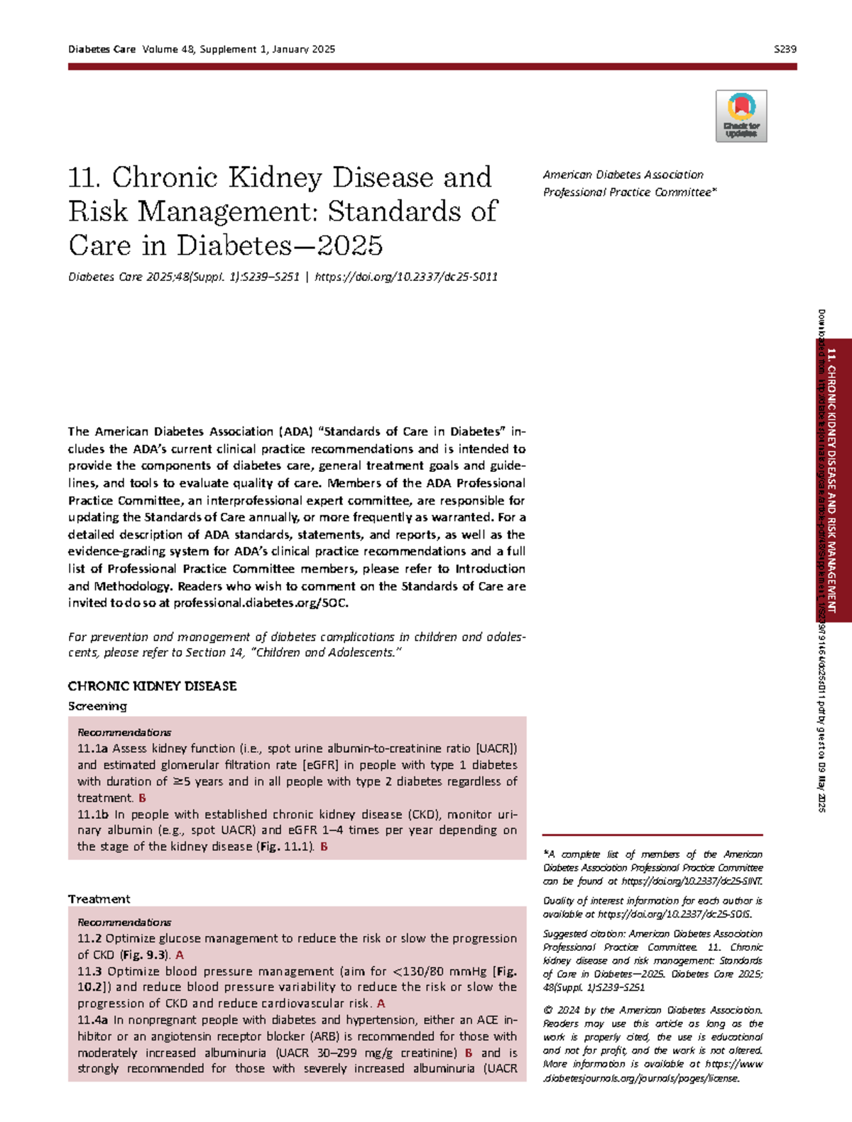 Chronic Kidney Disease Risk Management: ADA Standards of Care 2025 ...