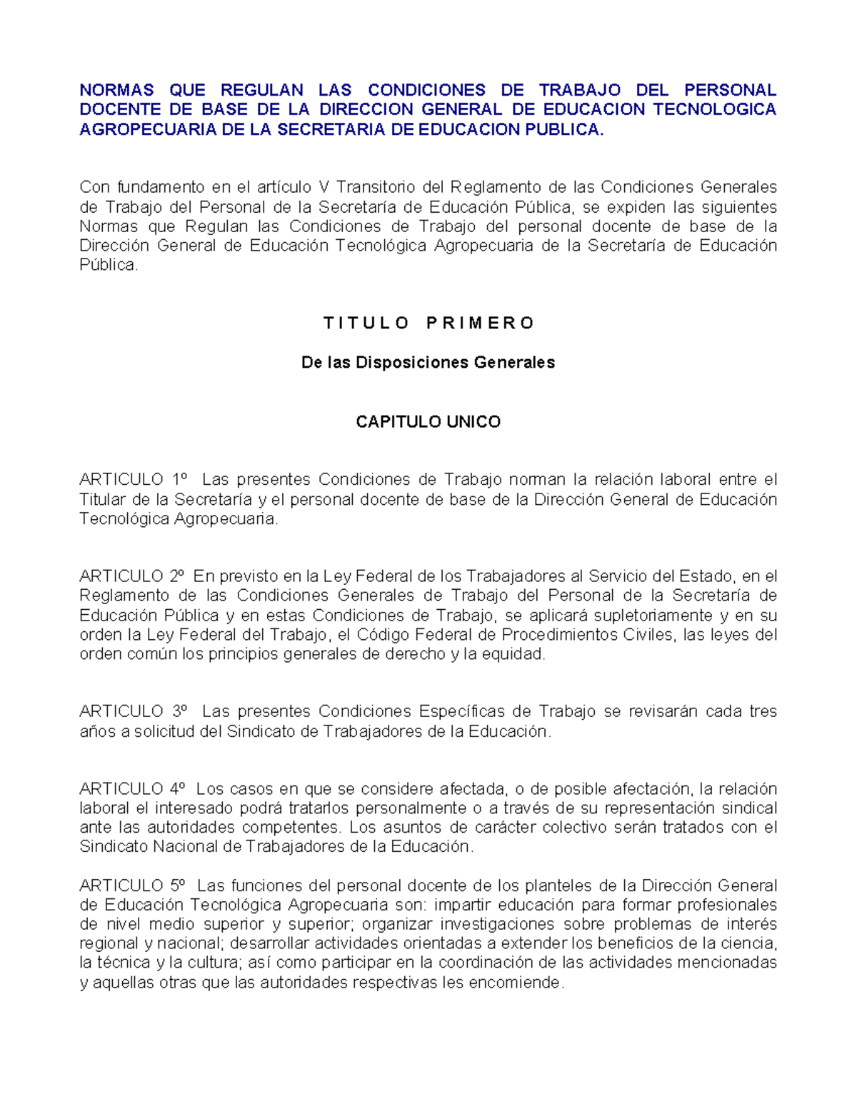 59333417 Normas Laborales para Docentes de la DGETA - SEP - Studocu