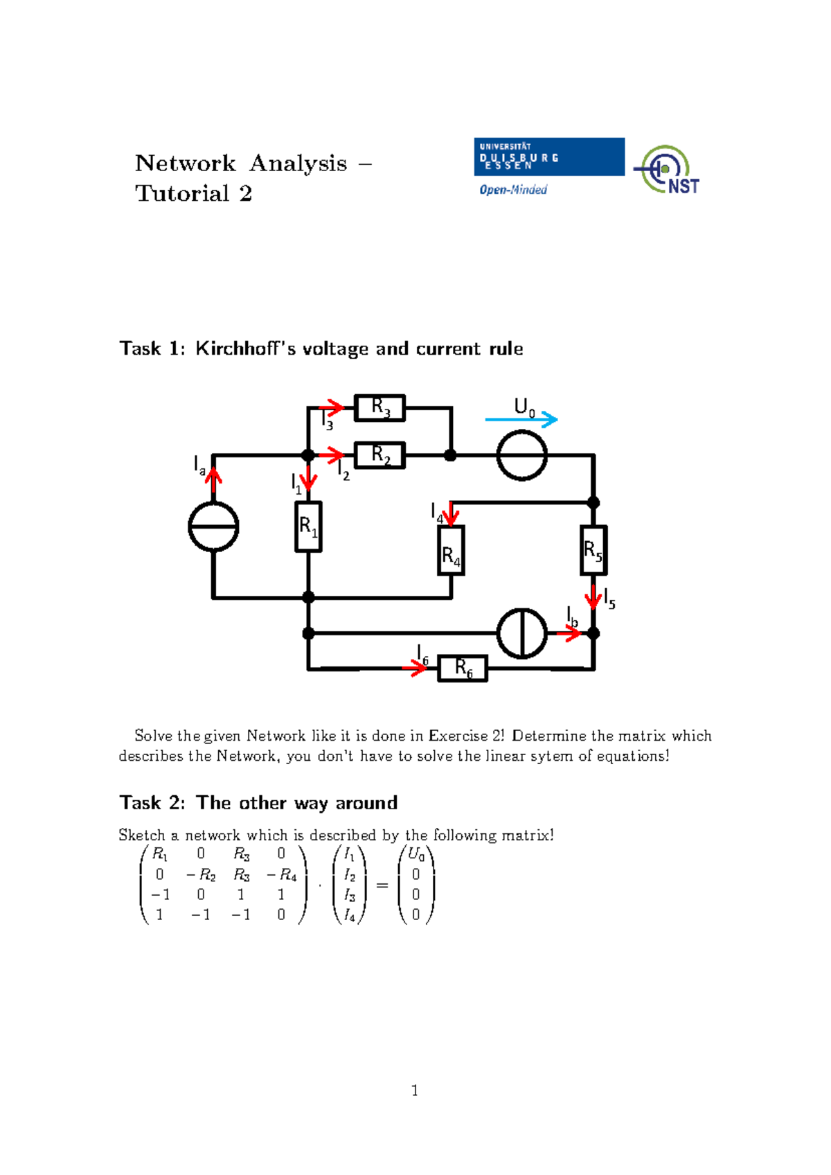 Tutorial 2 - Network Analysis – Tutorial 2 Task 1: Kirchhoff’s voltage ...