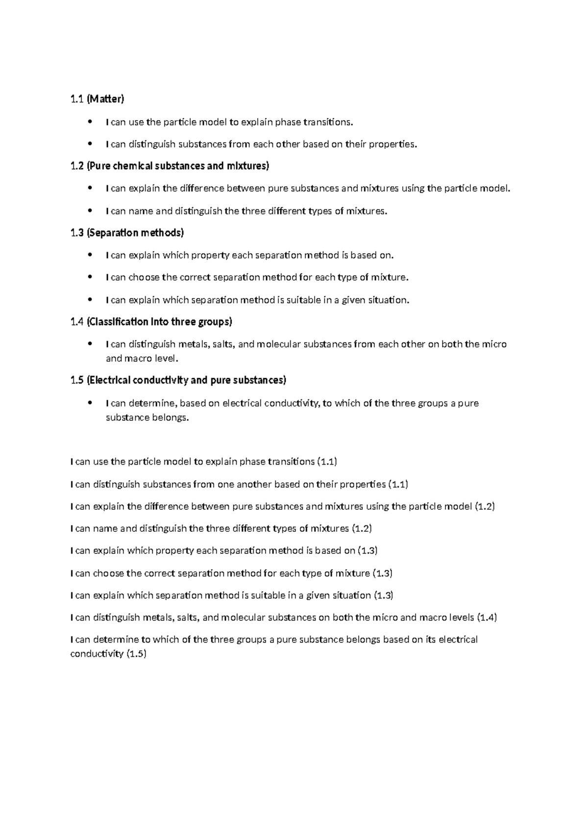 TTO Learning Goals: Understanding Matter, Mixtures, and Separation ...