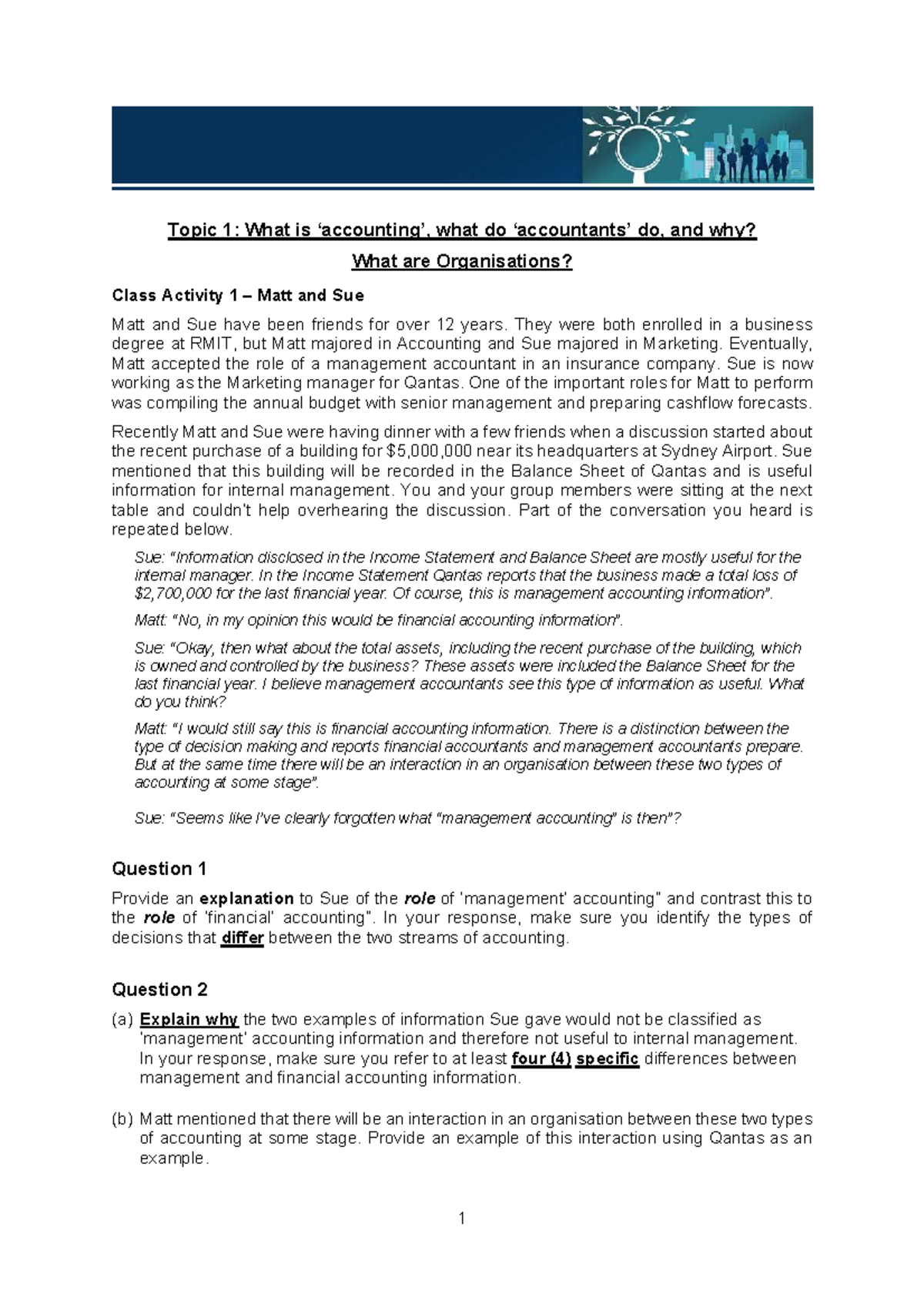 Accounting in Organisations and Society: Class Activities Overview ...