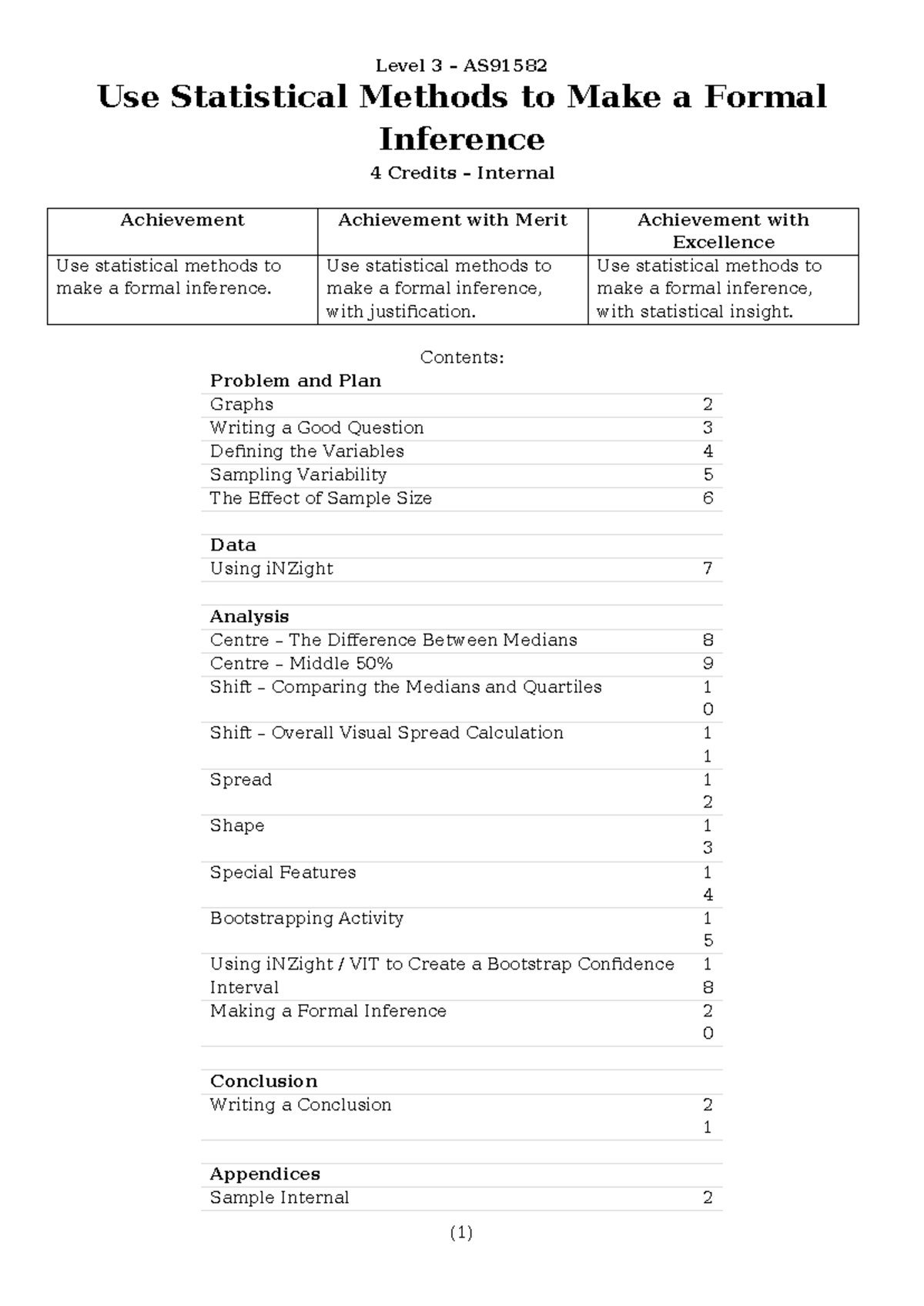 L3 AS91582 Statistical Methods for Formal Inference Study Guide - Studocu