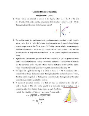 final exam phy1011 - Physics freshman course - Studocu
