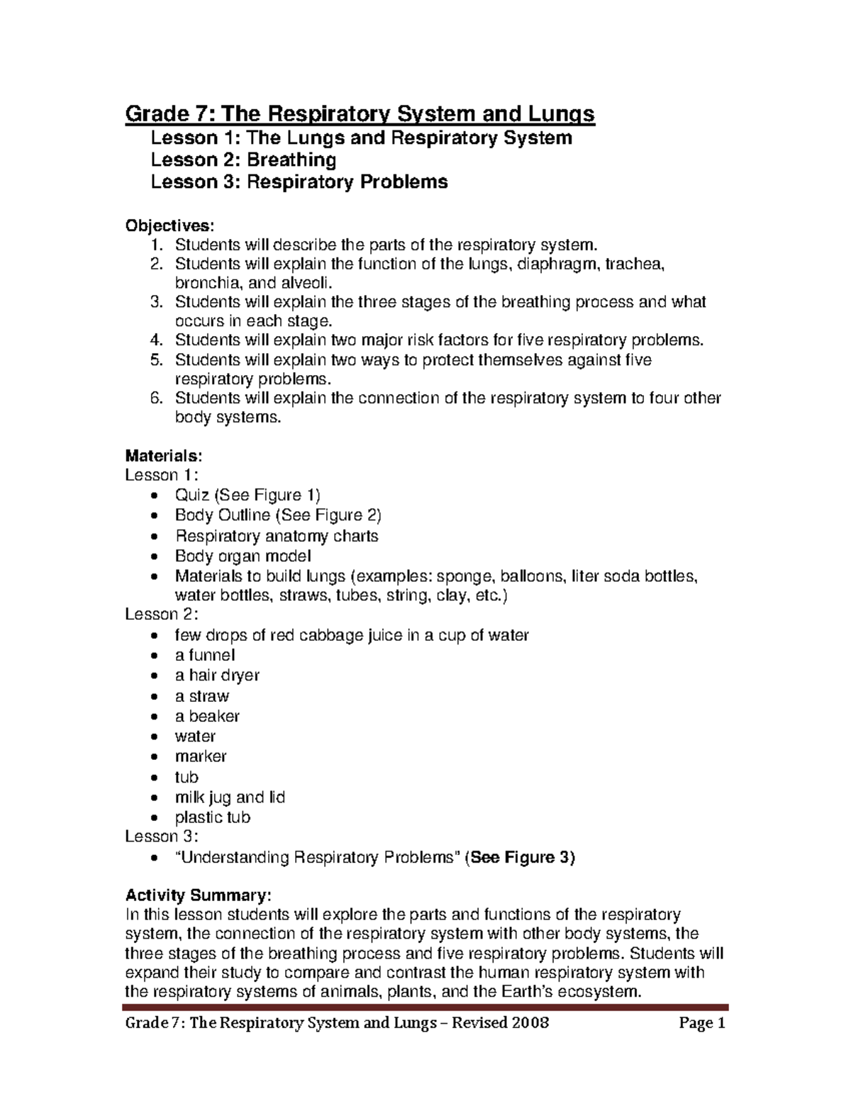 Grade 7: Respiratory System Overview and Key Concepts - Studocu
