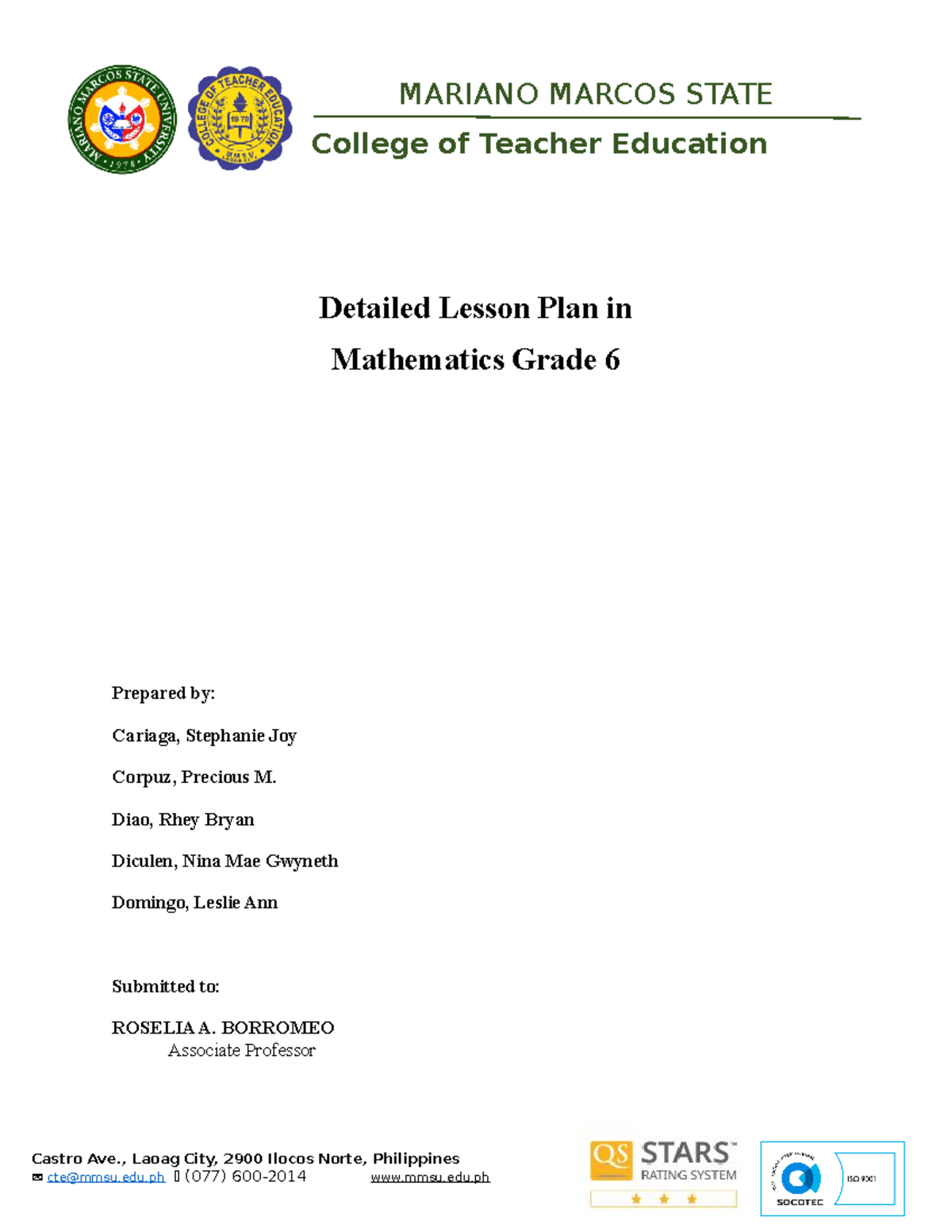 Detailed Lesson Plan in Math VI - Detailed Lesson Plan in Mathematics ...
