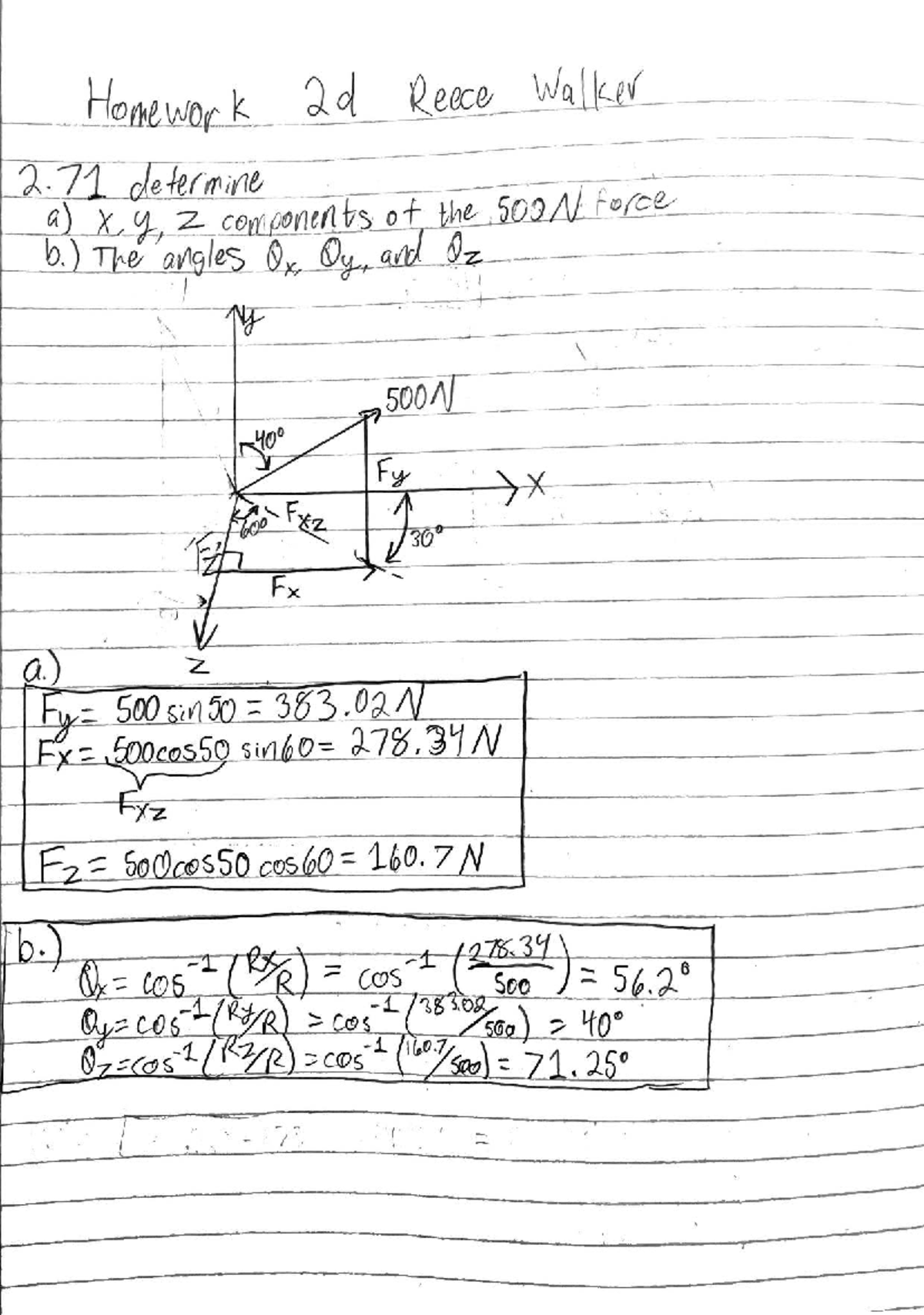Homework 2D - Force Components and Angles Analysis - Studocu