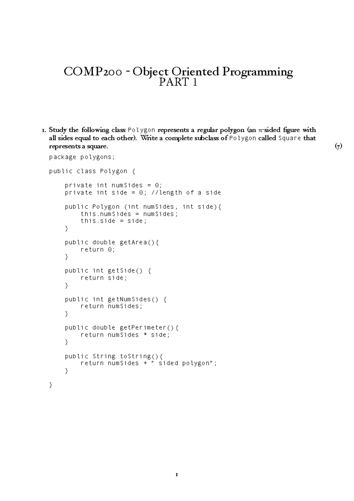 Exam Prep - Summary Object-Oriented Programming - COMP200 - Object ...
