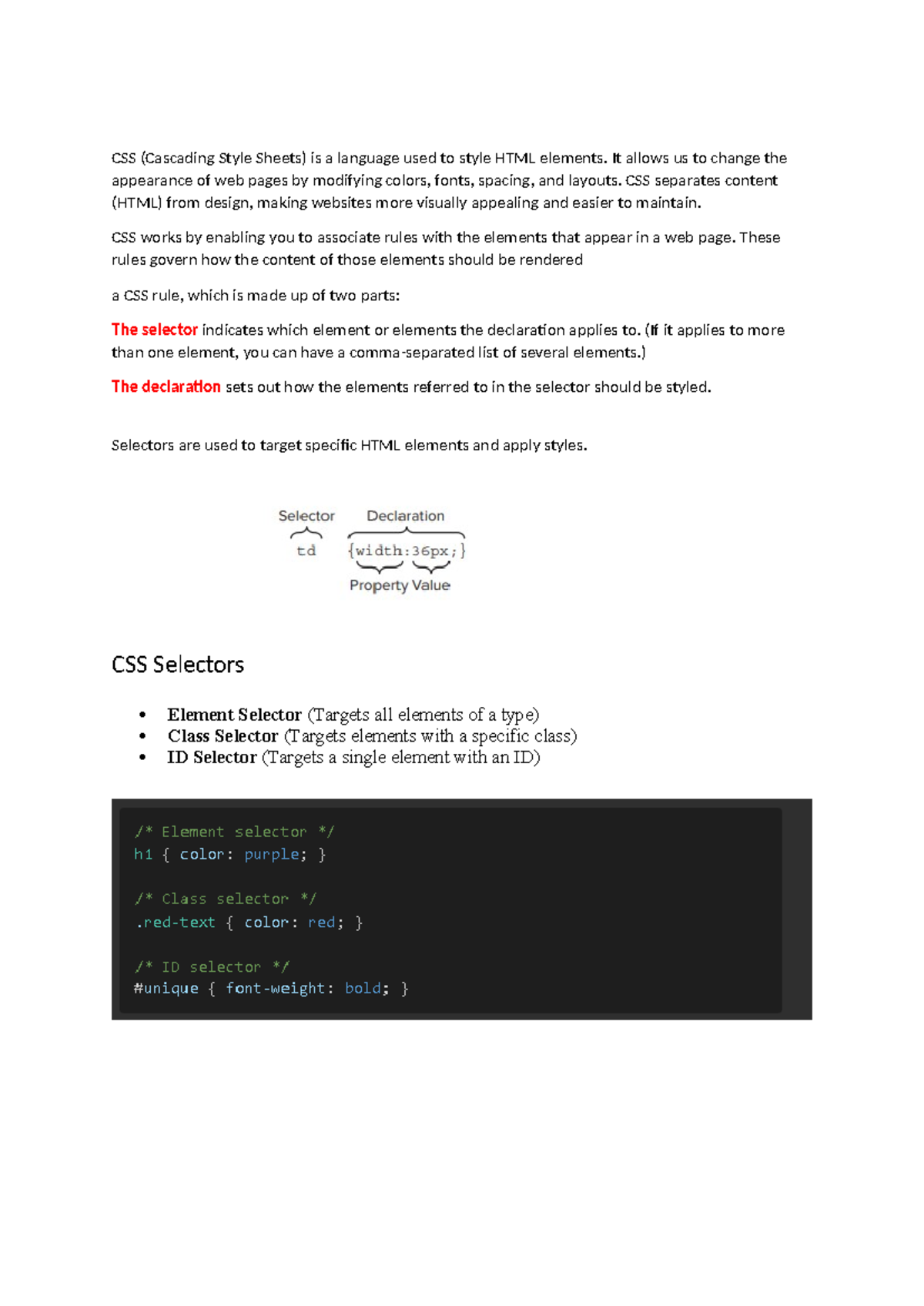 CSS Basics for ICT - Understanding Selectors and Styling Rules - Studocu