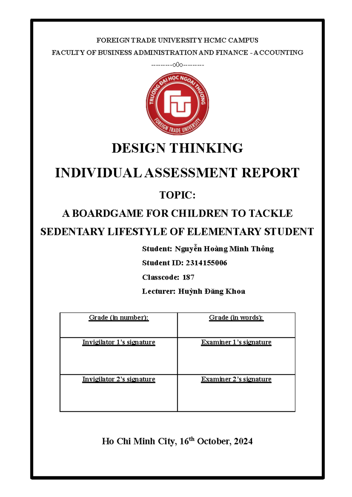 Design Thinking Project Report: Board Game to Combat Sedentary ...