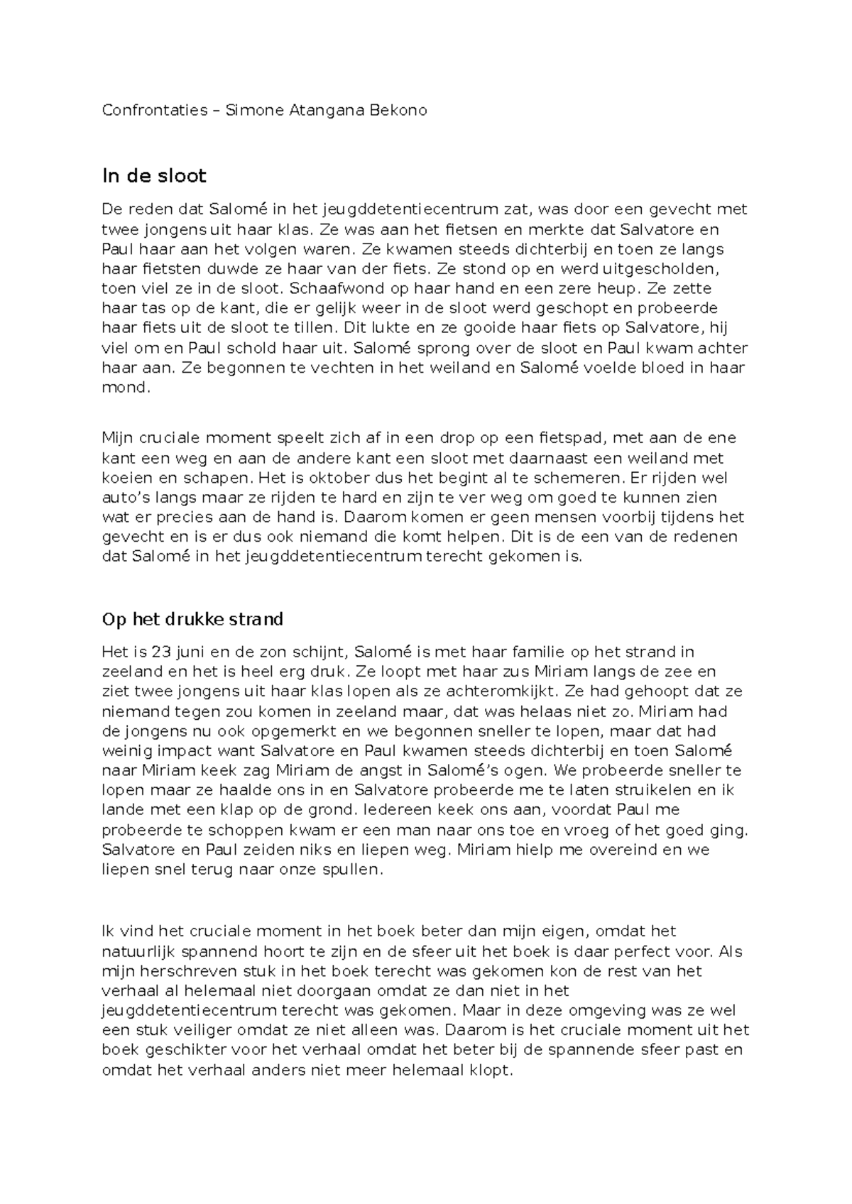 Boekverslag over 'Confrontaties' - Simone Atangana Bekono - Studeersnel