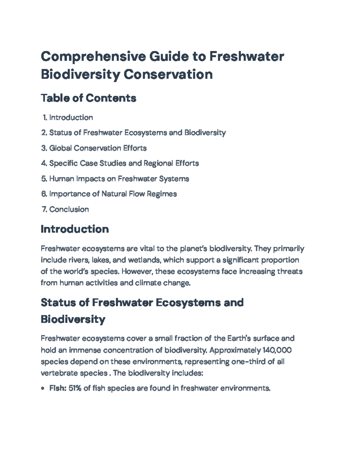 Comprehensive Guide to Freshwater Biodiversity Conservation Efforts ...