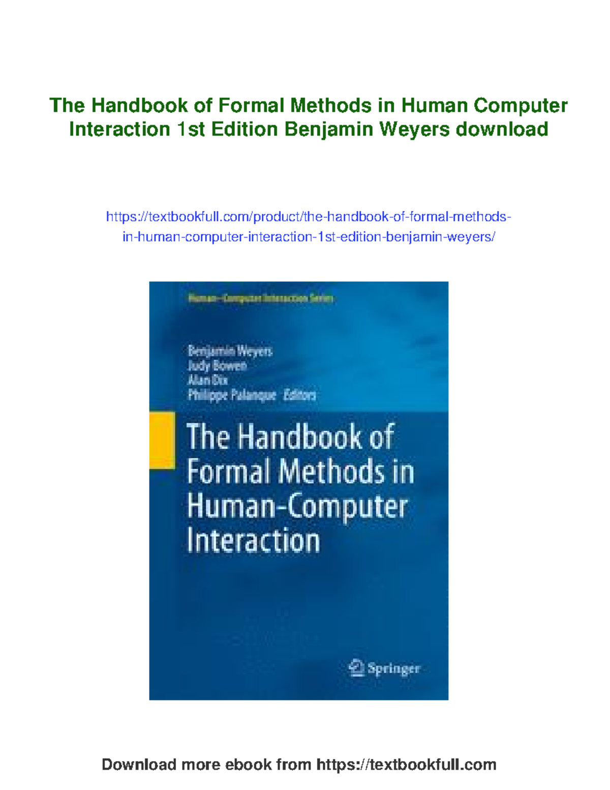 The Handbook of Formal Methods in HCI - 1st Edition by Benjamin Weyers ...