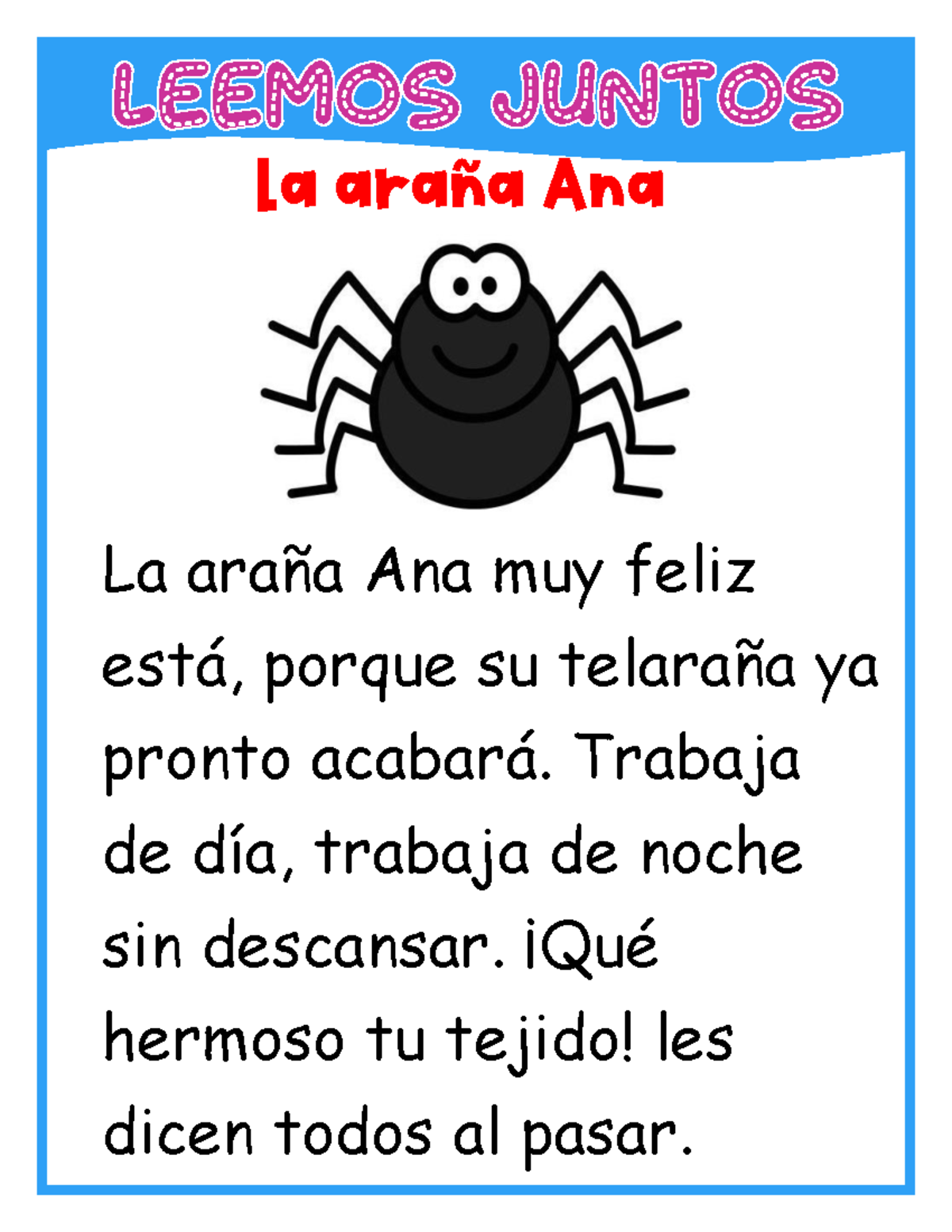 1º-La araña Ana - Comprensión Lectora y Actividades - Studocu