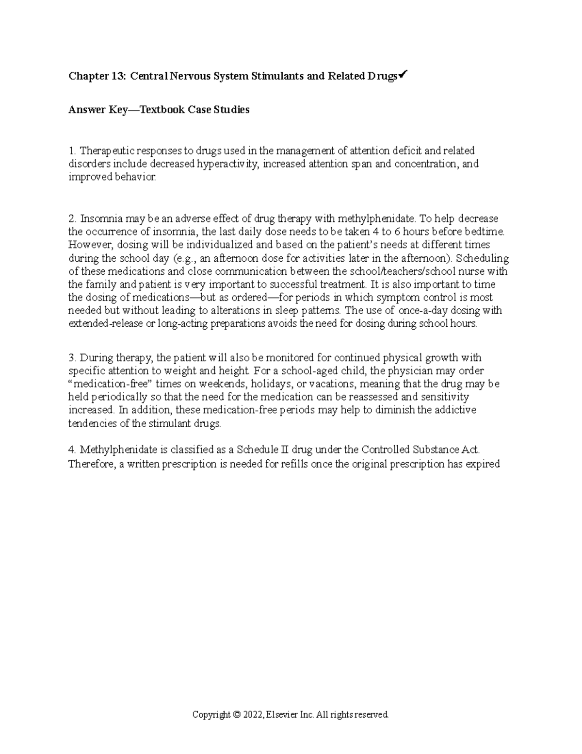 Chapter 013 - CNS Stimulants Study Guide & Answer Key - Studocu