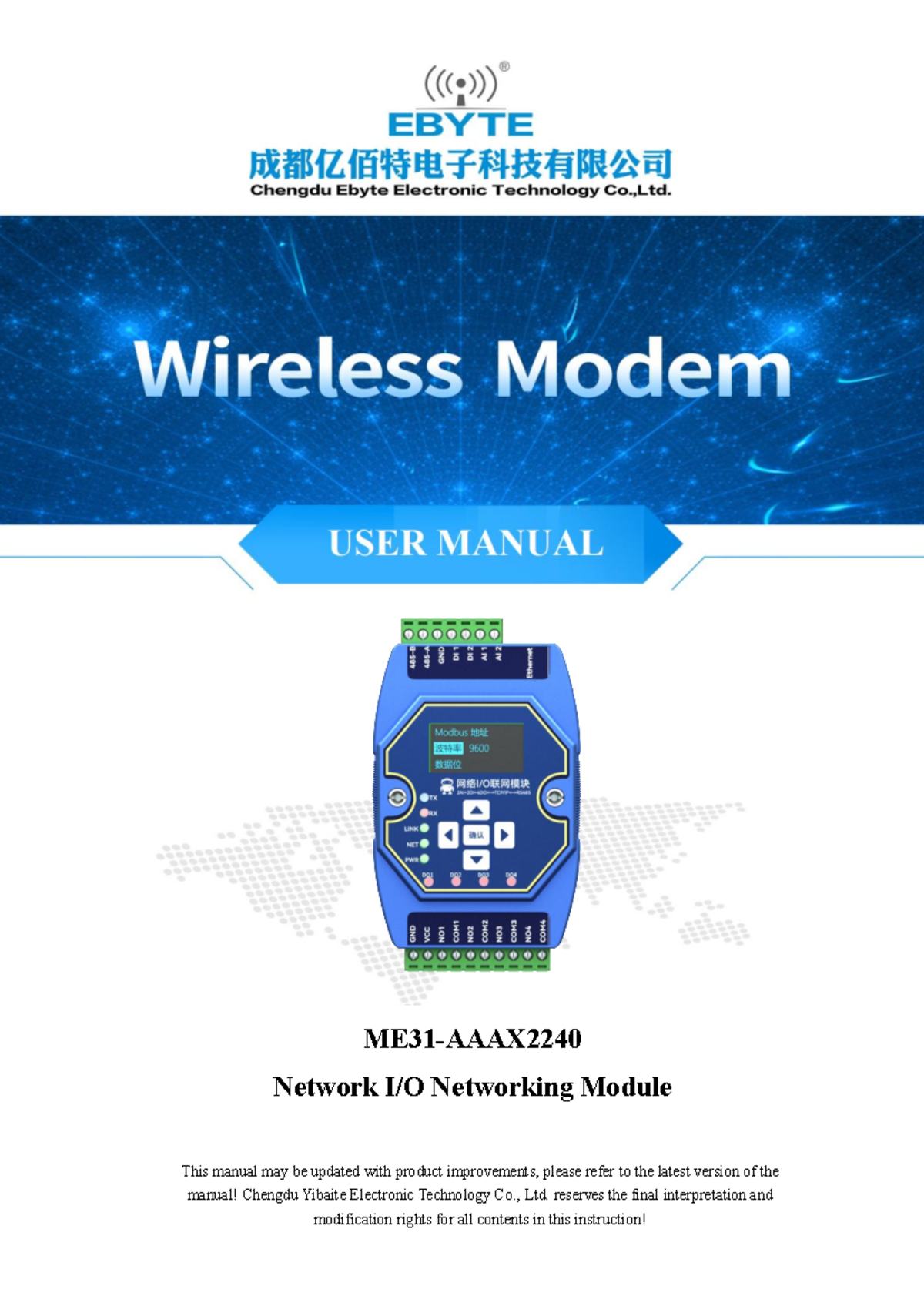 User Manual for ME31-AAAX2240 Network I/O Module - Version 1.0 - Studocu