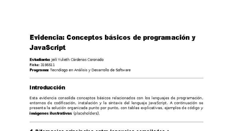 Evidencia: Conceptos Básicos de Programación y JavaScript (3186611) - Studocu