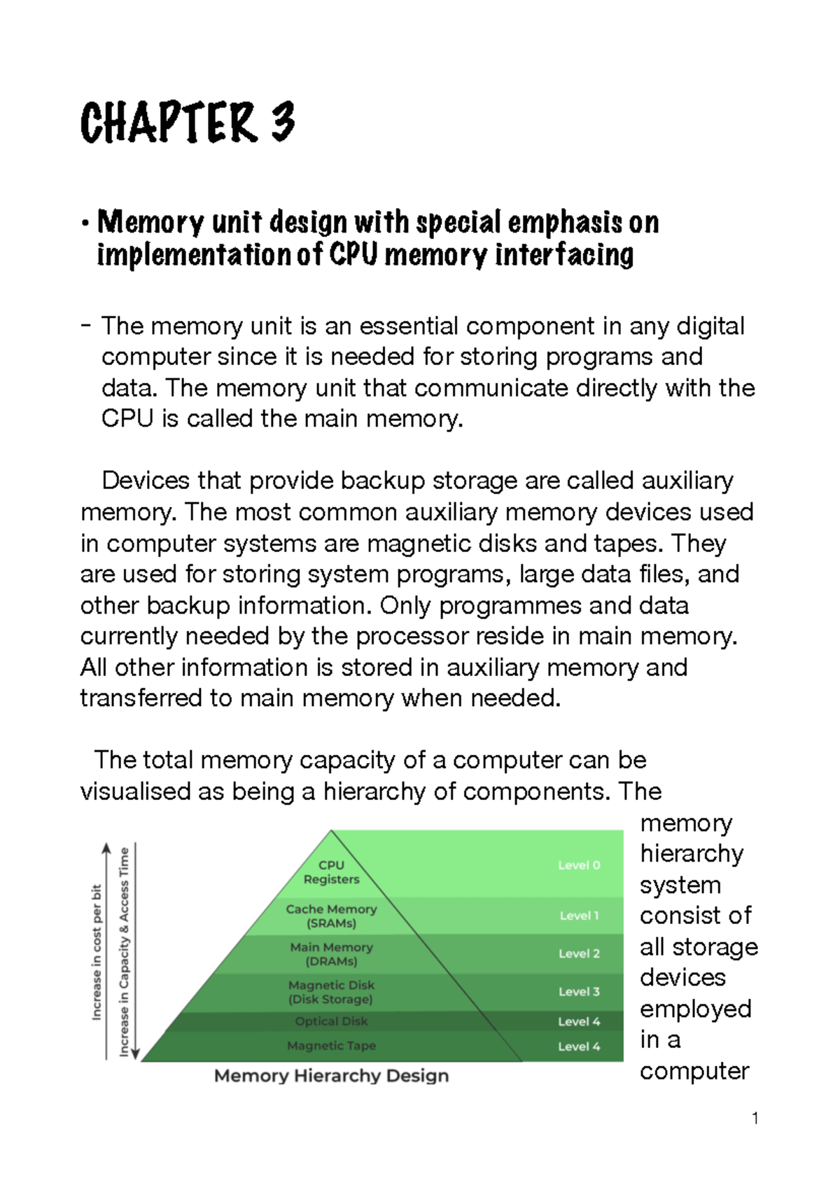 Chapter 3 - CO: Understanding Memory Design and Interfacing - Studocu
