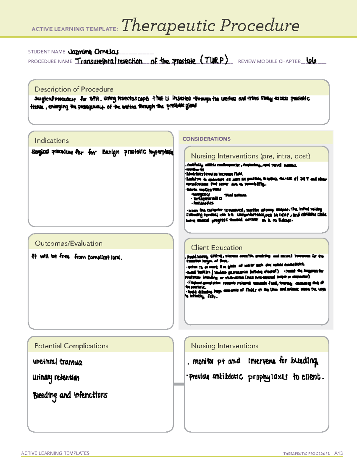 TURP Procedure - Active Learning Template for BPH Management - Studocu
