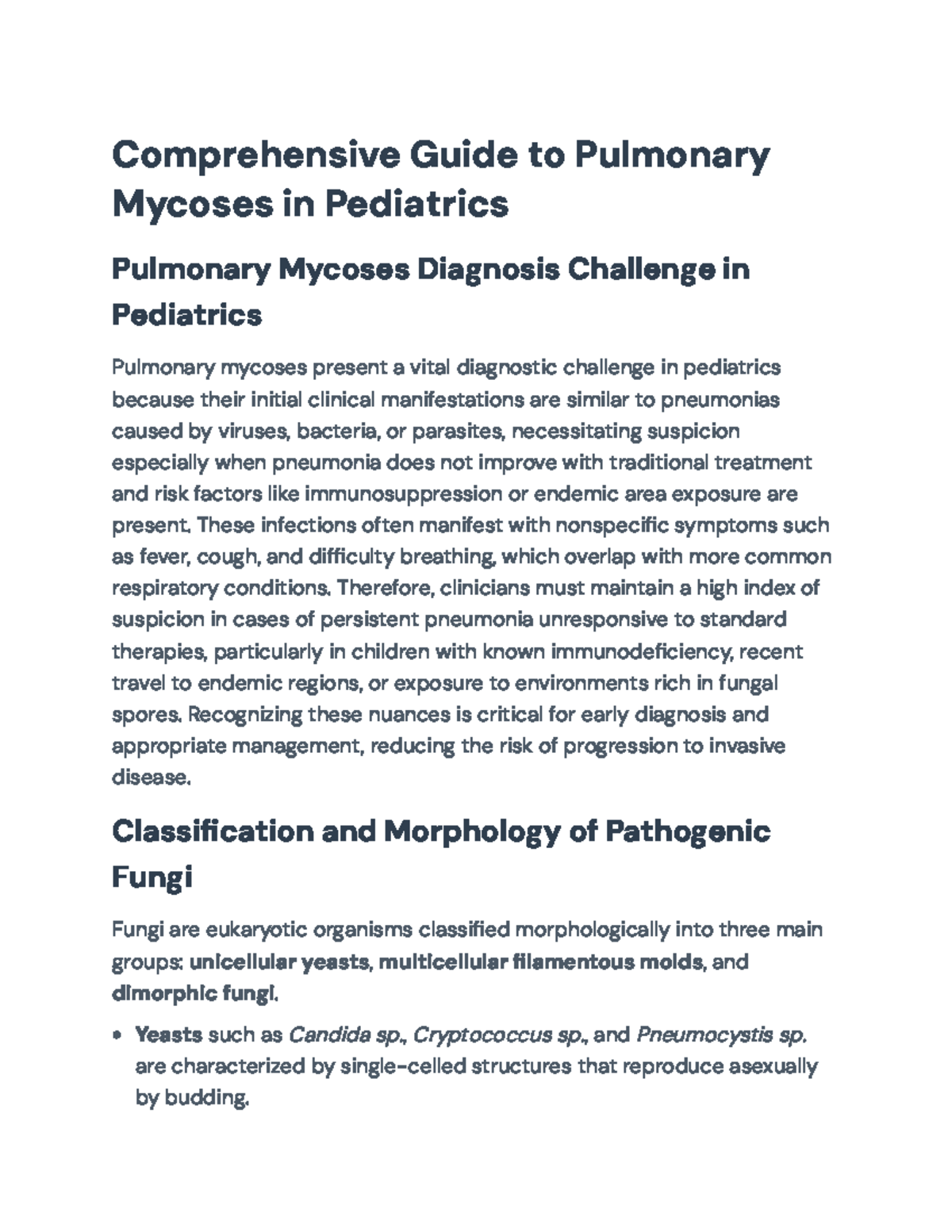 Comprehensive Guide to Pediatric Pulmonary Mycoses: Diagnosis ...