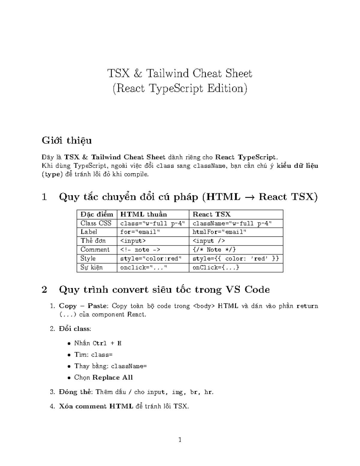 TSX Tailwind Cheat Sheet for React TypeScript - Studocu