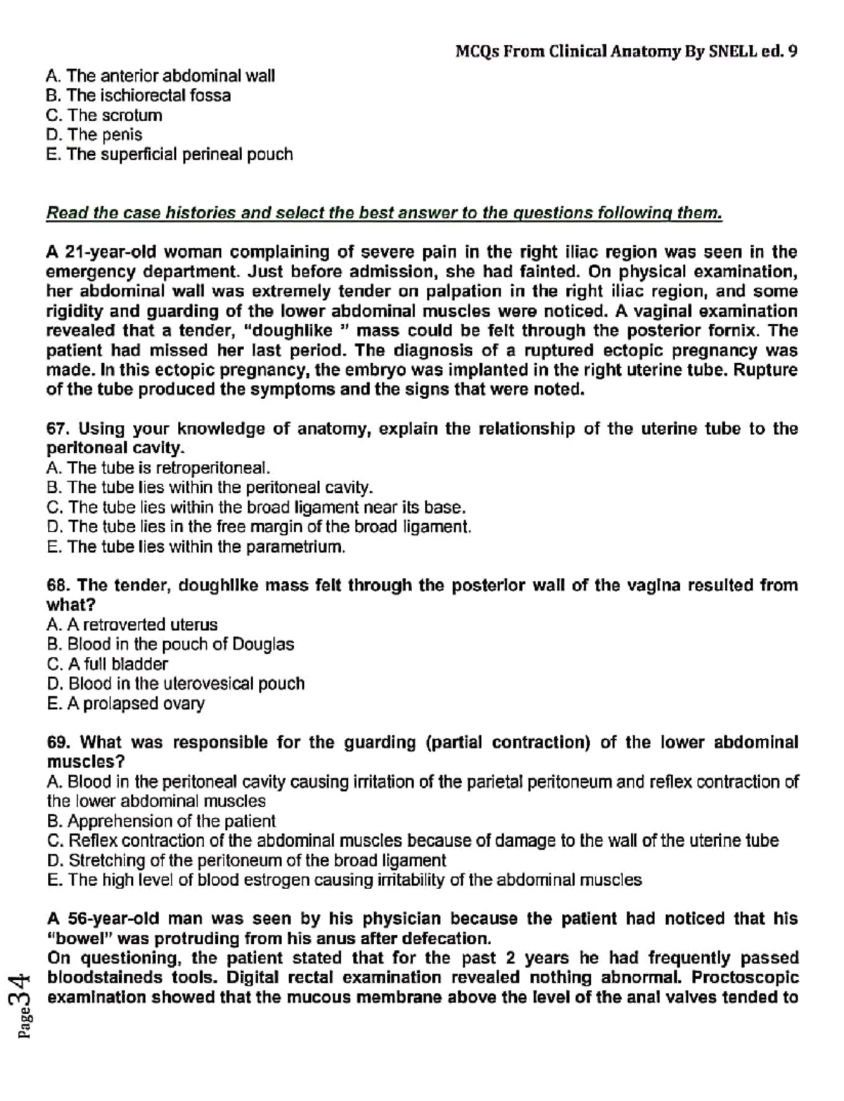 Nursing 555 Quiz 35 - Ndjd - MCQs From Clinical Anatomy SNELL ed. 9 A ...