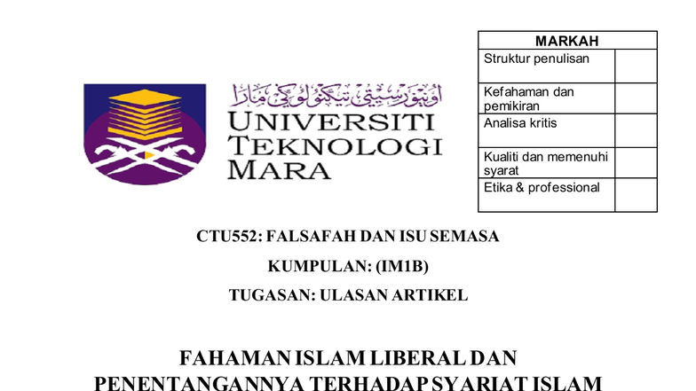 CTU552: Ulasan Artikel tentang Fahaman Islam Liberal dan Penentangannya ...