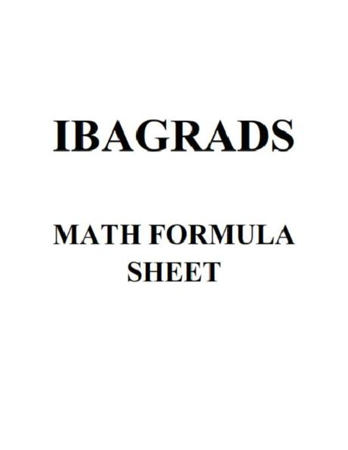 IBA MATH FORMULA SHEET: ALGEBRA, GEOMETRY & INEQUALITIES - Studocu