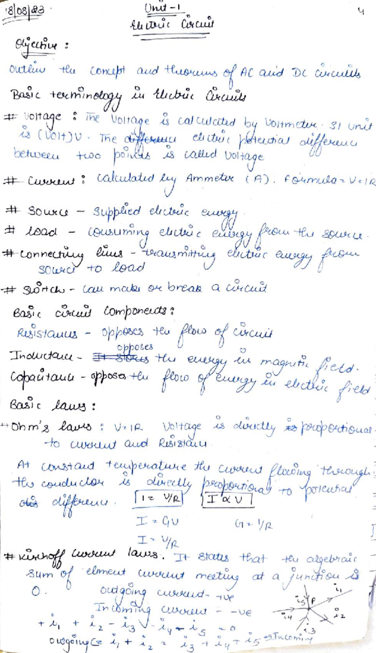 Unit 4 Electric Circuit Concepts: AC & DC Theorems and Laws - Studocu