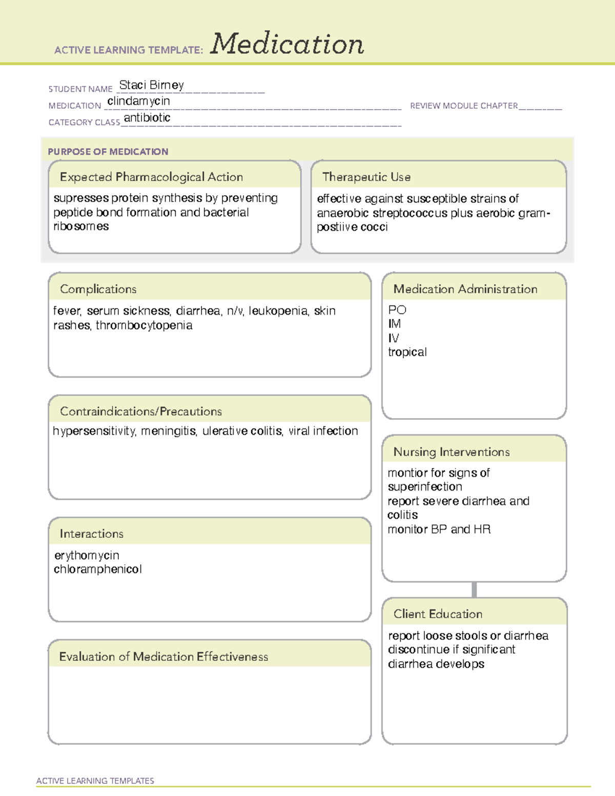 Clindamycin: Multi-Patient Simulation Active Learning Template - Studocu