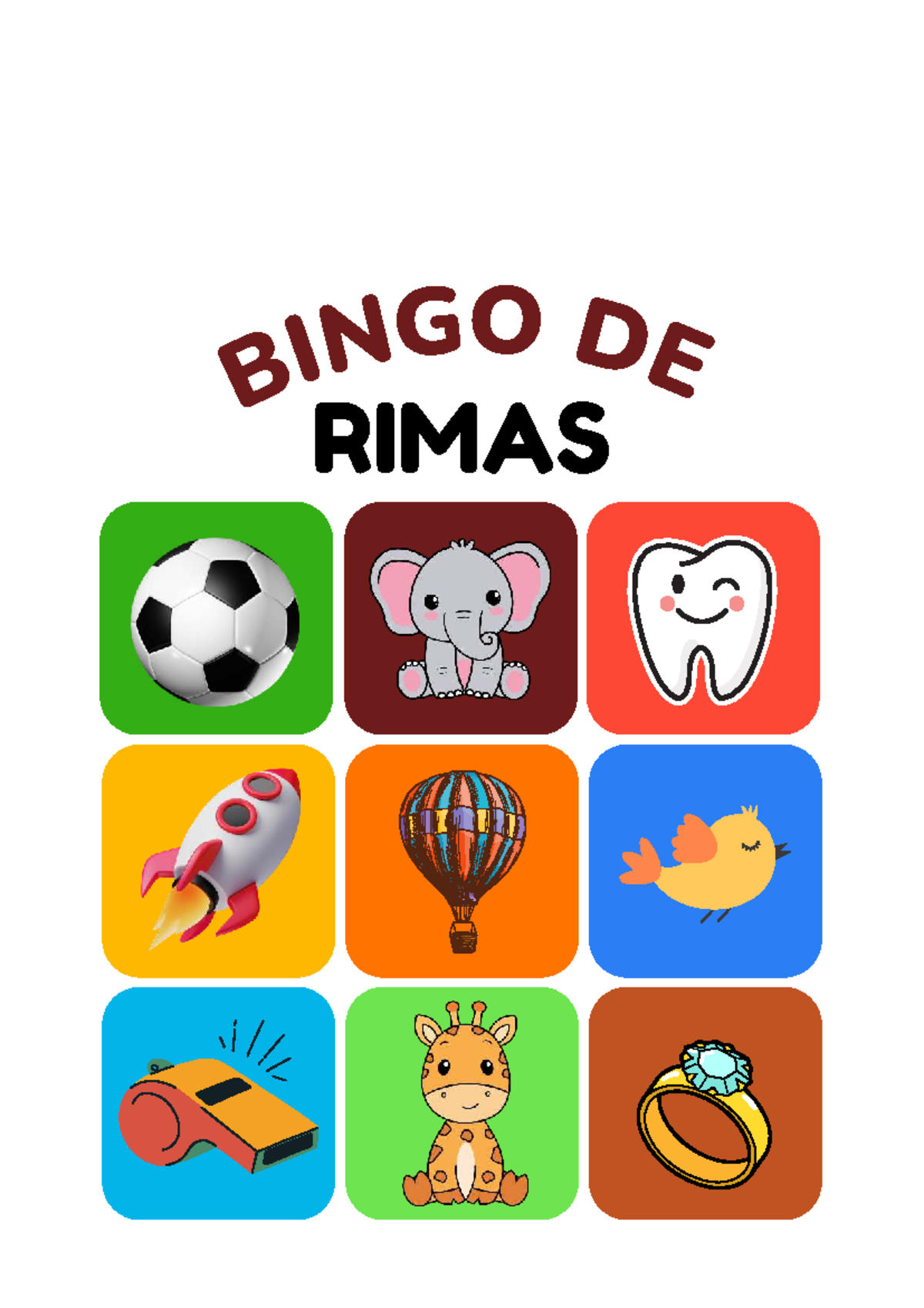 Bingo de Rimas: Brincadeiras e Atividades Educativas - Studocu