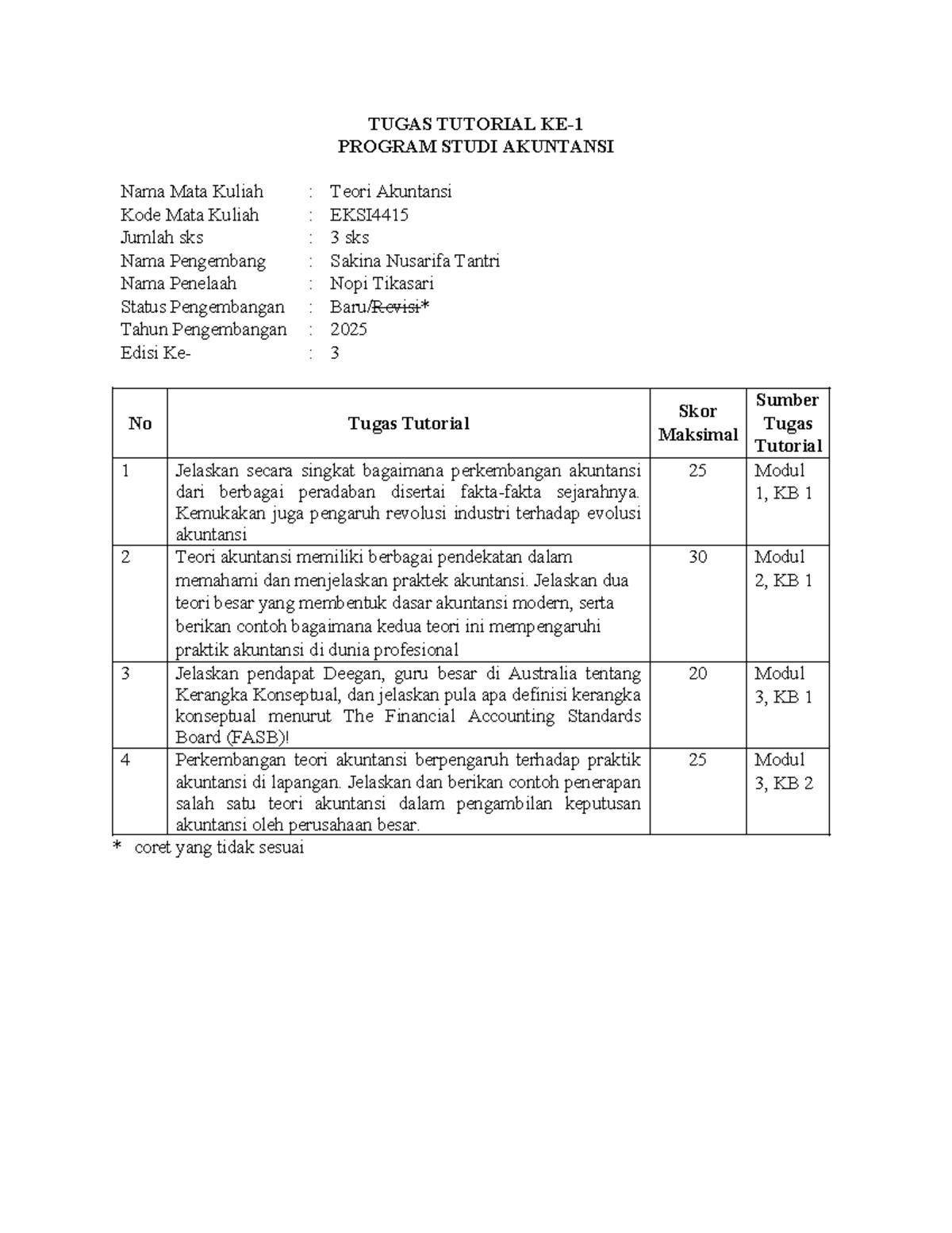 Tugas 1 EKSI4415 Teori Akuntansi: Tutorial 2025 dan Penjelasannya - Studocu