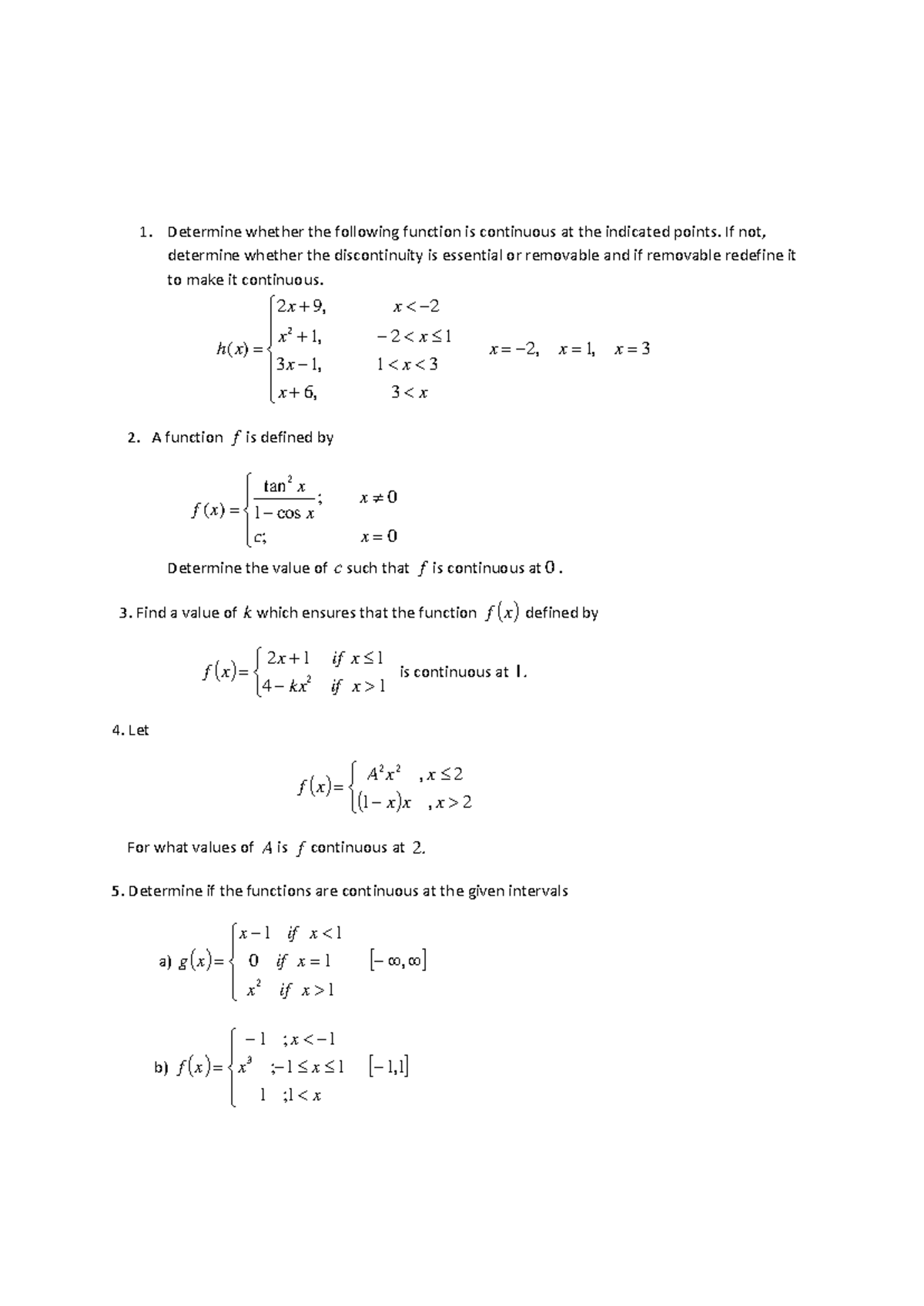 MTH11ES TUTORIAL 3: Continuity Analysis and Redefinitions - Studocu