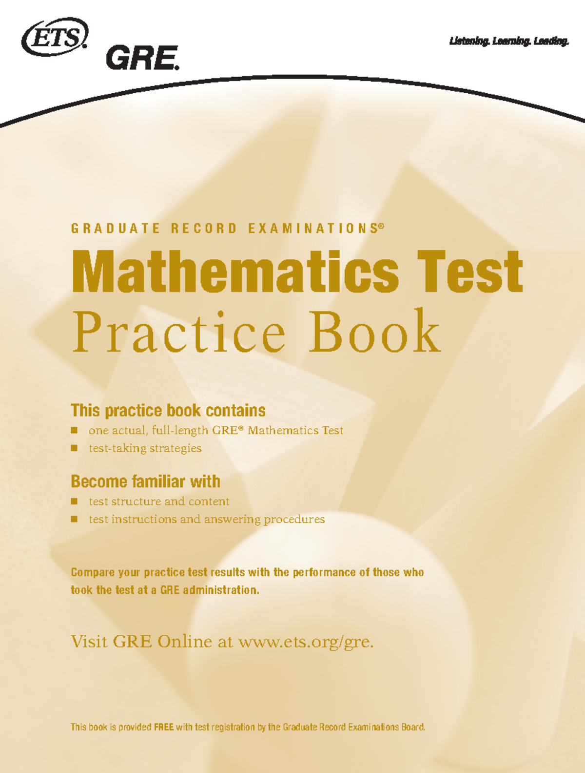 GRE Mathematics Test Practice Book: Full-Length Sample Exam - Studocu