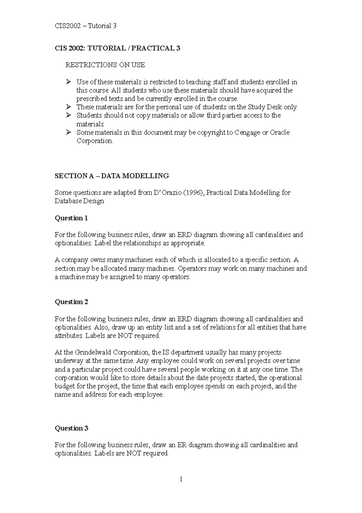 Tut3 CIS2002 - Tutorial 3 - CIS2002 – Tutorial 3 CIS 2002: TUTORIAL ...