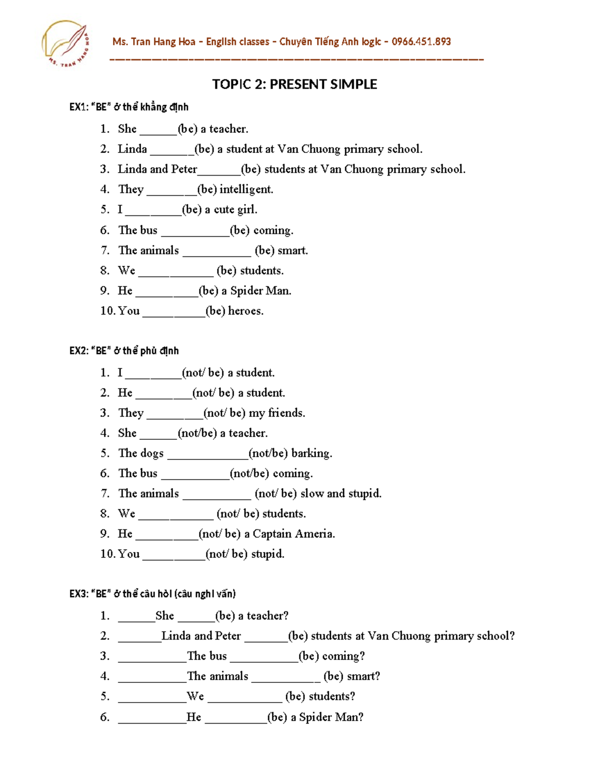 Ms. Tran Hang Hoa English Classes - Chuyên Tiếng Anh Logic 0966.451.893 ...