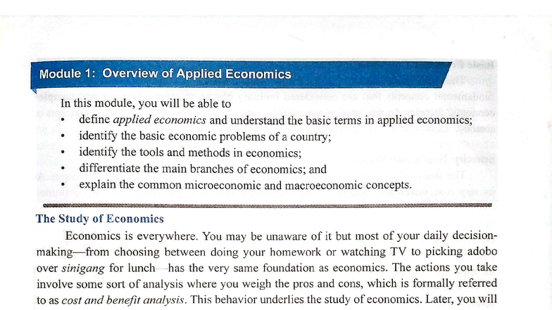 CS 101: Overview of Applied Economics - Module 1 Insights - Studocu