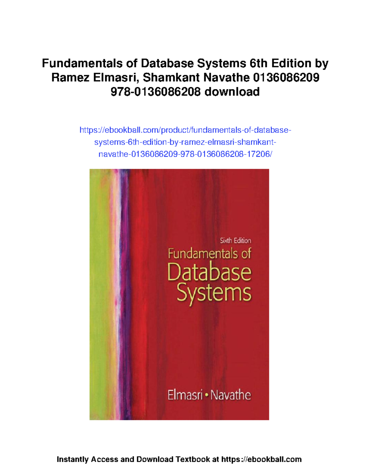 Fundamentals of Database Systems 6th Edition by Elmasri & Navathe - Studocu