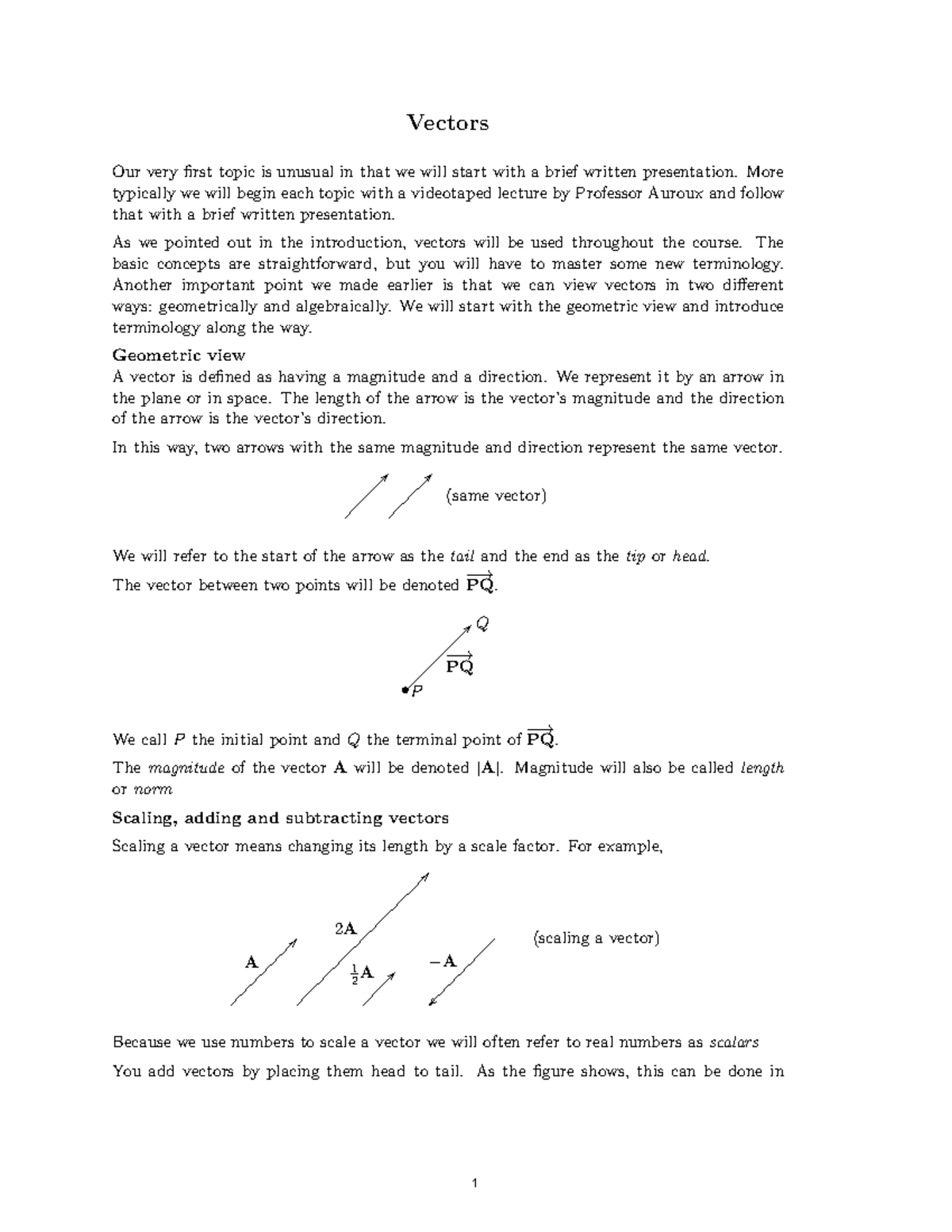 Vectors: Geometric and Algebraic Perspectives (18.02SC) - Studocu