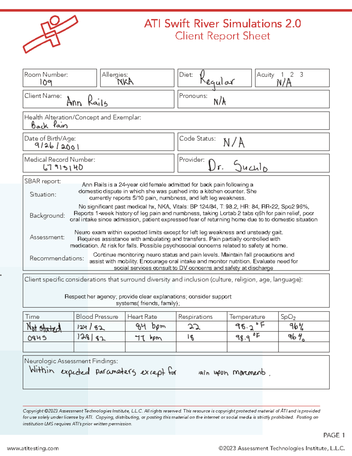 ATI Swift River Simulations 2.0 Client Report: Ann Rails Case Study - Studocu