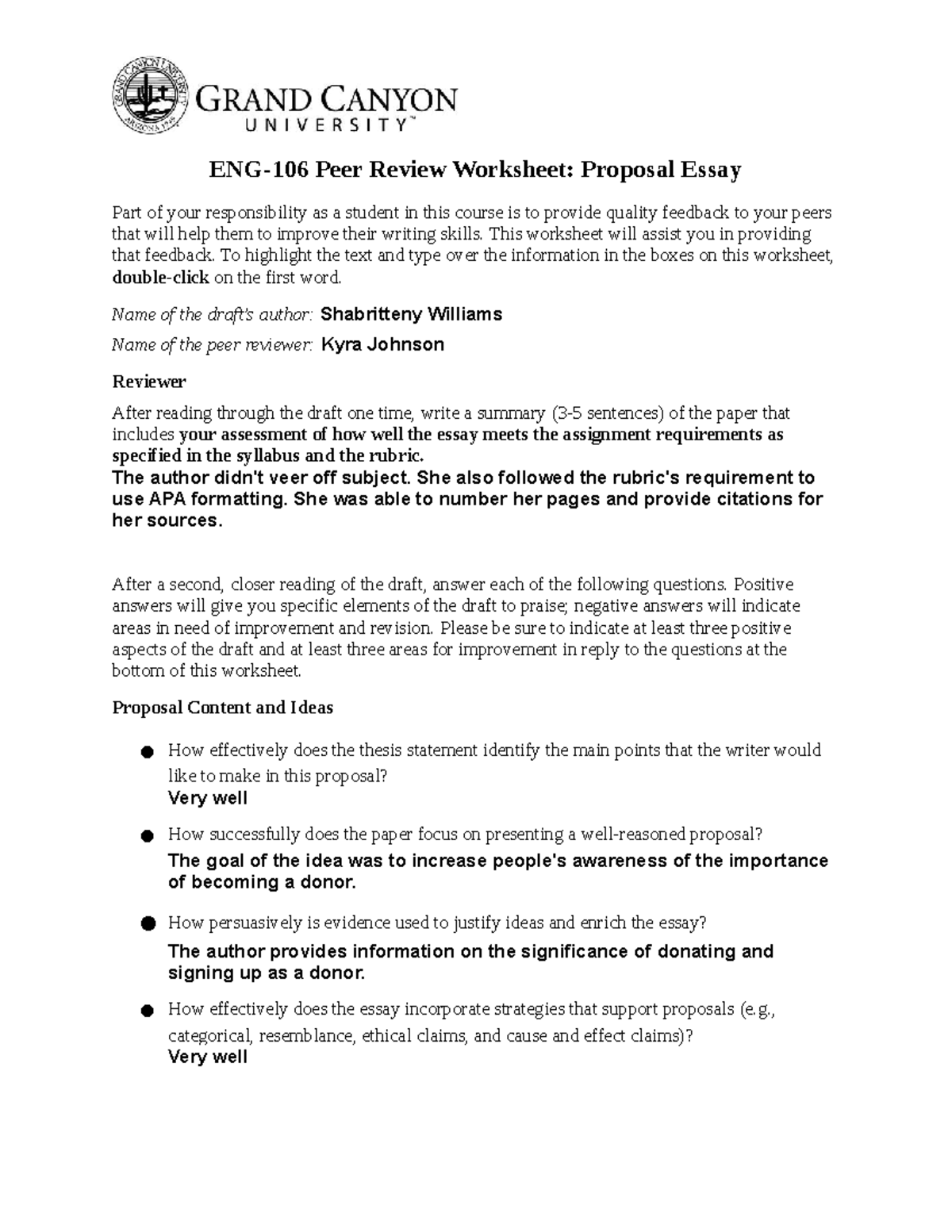 ENG106 Proposal Peer Review Worksheet - ENG-106 Peer Review Worksheet ...
