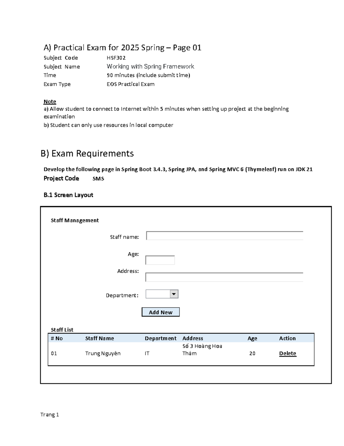 HSF302 2025 Spring Practical Exam: Staff Management Project ...
