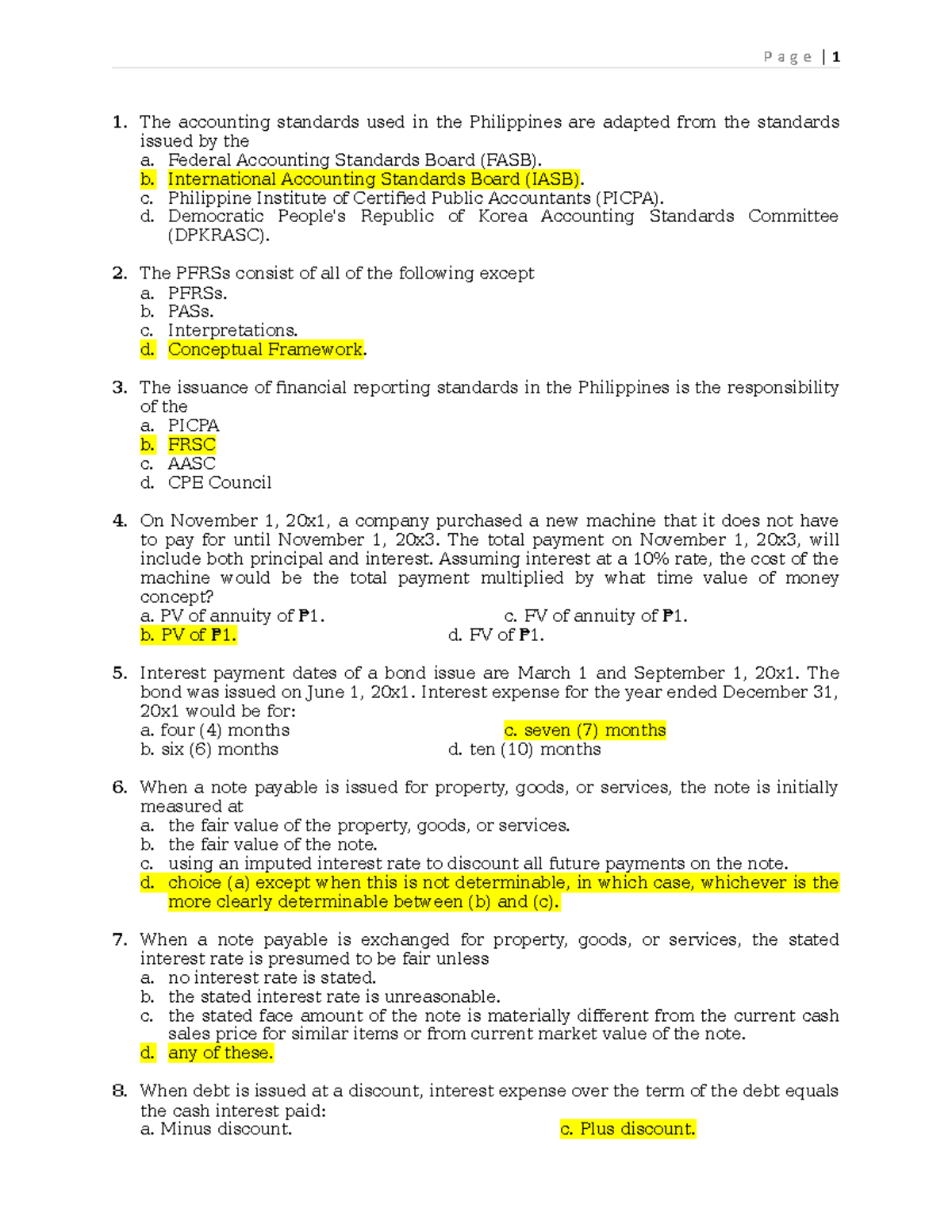 Intermediate Accounting 2 Test Bank 1: Key Concepts and Questions - Studocu