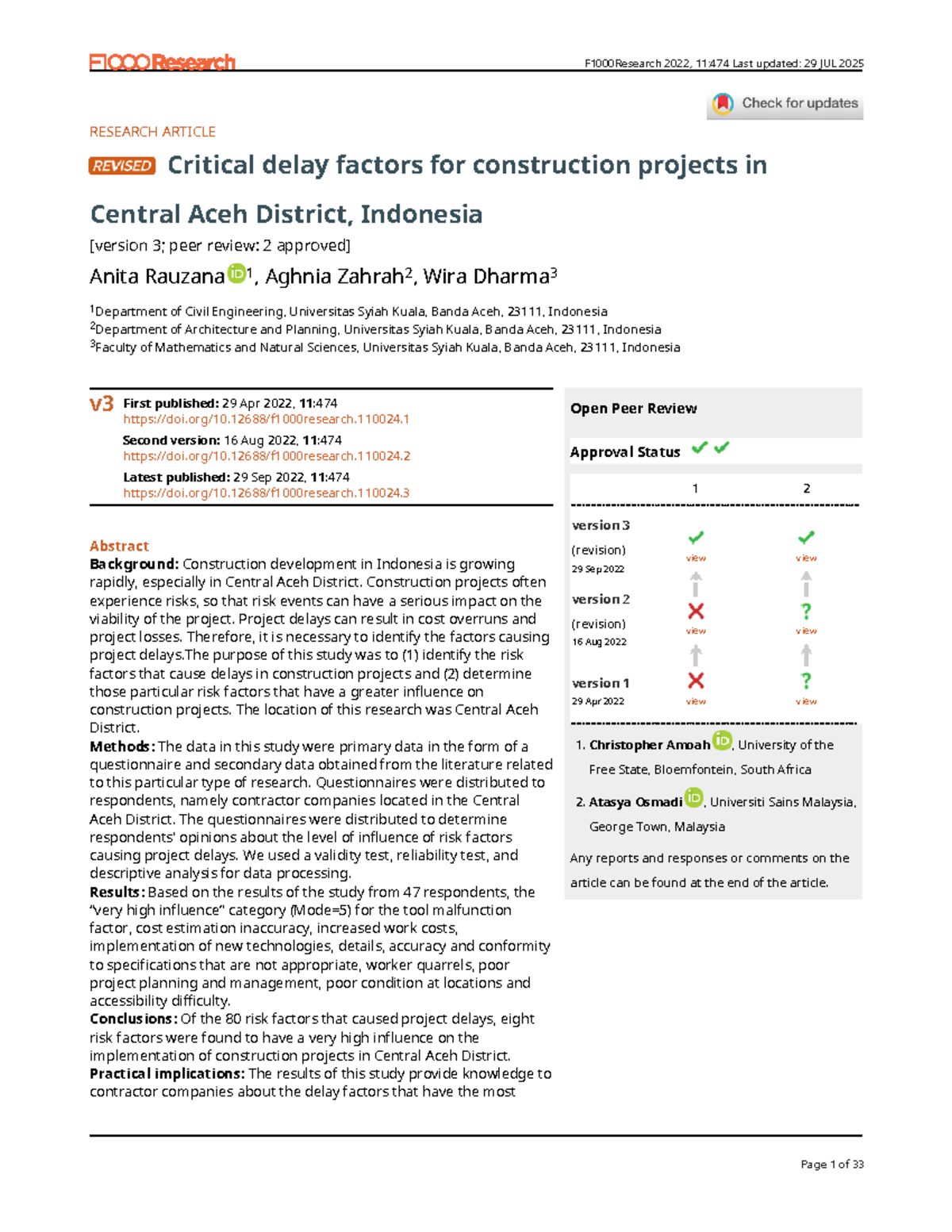 Critical Delay Factors in Construction Projects: A Study in Central ...