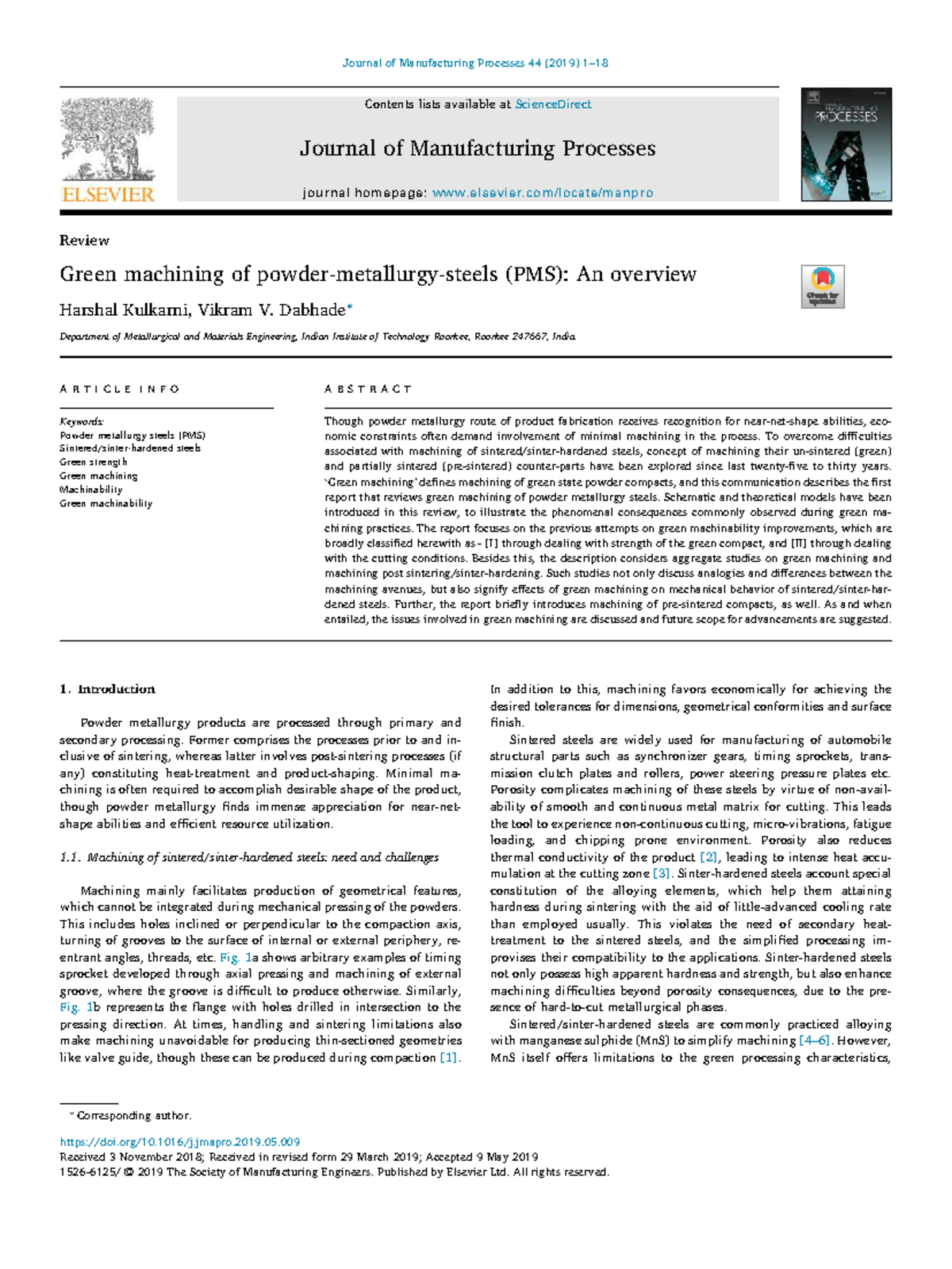 Review of Green Machining Techniques for Powder Metallurgy Steels (PMS ...