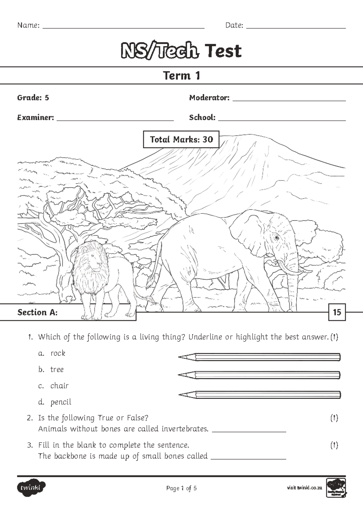 Grade 5 NS Test Term 1: Living Things & Food Chains - Studocu