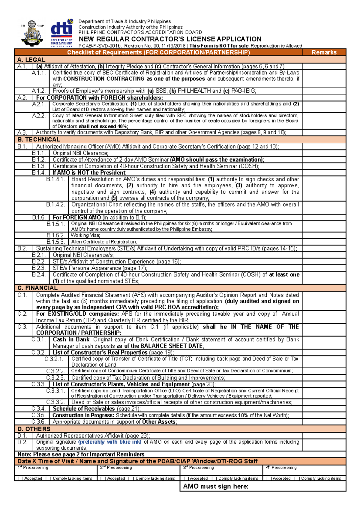 New Regular Contractor's License Application (CORP Partn) Guidelines - Studocu