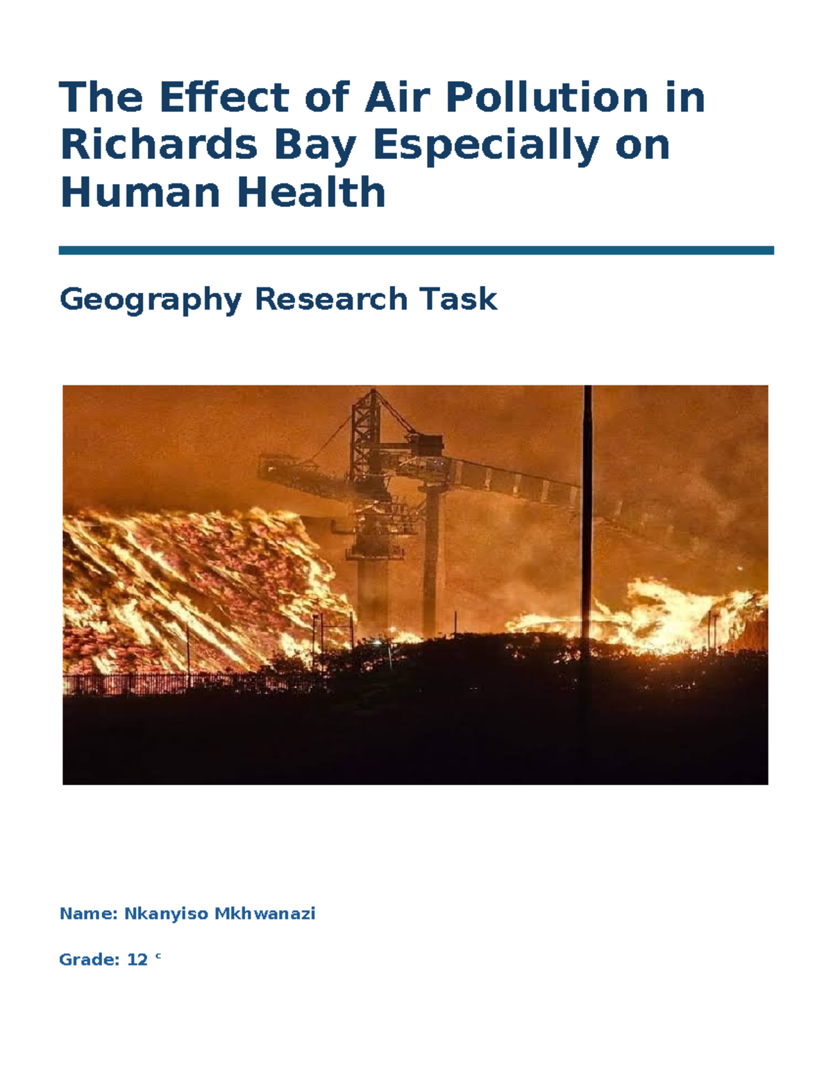 Geography Research Task: Air Pollution & Human Health in R.Bay (Grade ...