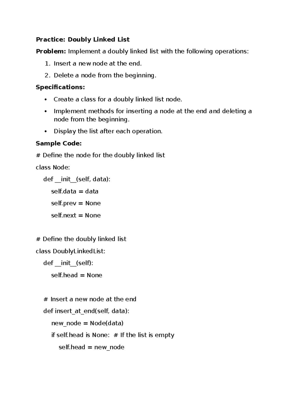 Data Structures Task 5 & 6: Doubly Linked List Implementation - Studocu
