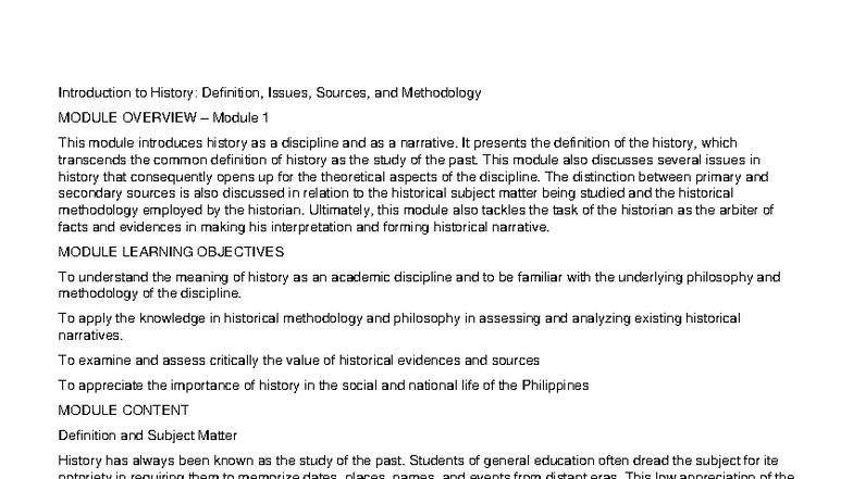 Introduction to History: Definition, Issues, Sources, and Methodology ...